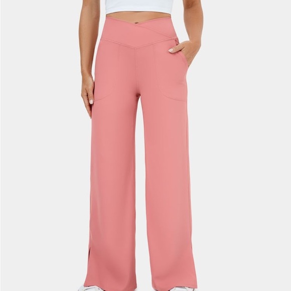 HALARA | Pants & Jumpsuits | Halara Crossover Pocket Split Hem Wide Leg ...